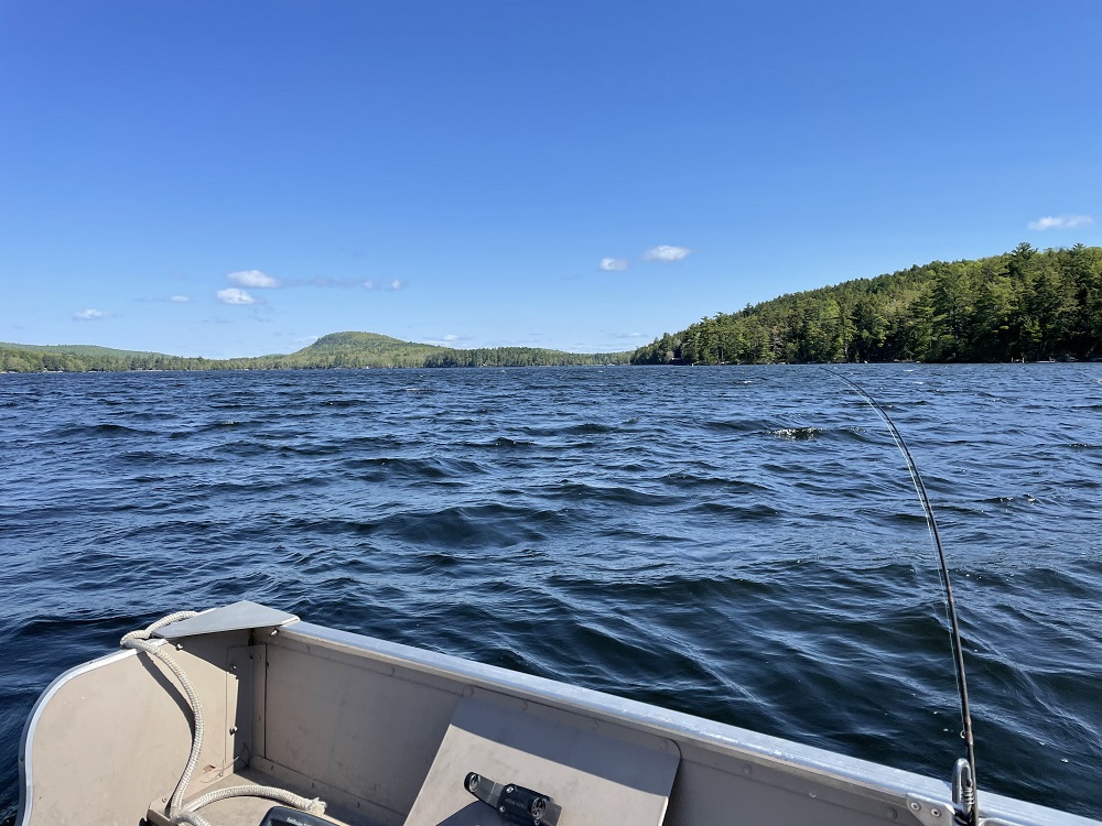 Fishing for smallmouth bass on Great Pond in Belgrade, Kennebec County ...