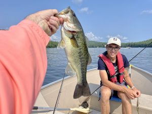 Fishing for largemouth bass and smallmouth bass on Long Pond in ...